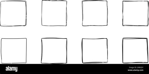 Squares Vector Set In Sketch Style Frames Line In Hand Drawn Style Ontinuous Line Square Shape