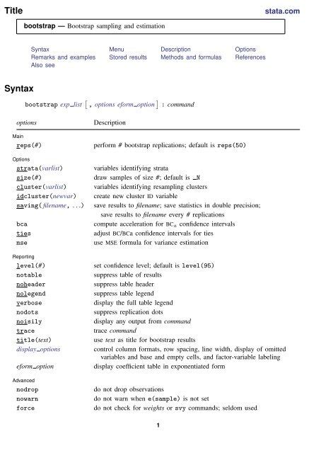 Bootstrap Stata