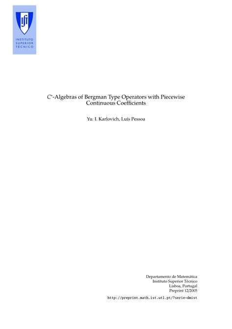 pdf c algebras of bergman type operators with piecewise continuous