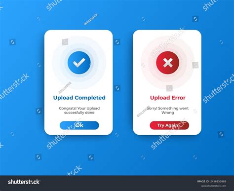 upload completed and error flash message pop up royalty free stock