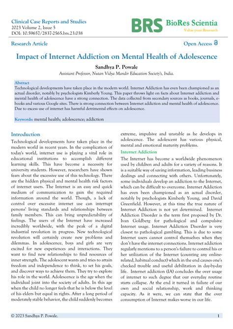 Pdf Impact Of Internet Addiction On Mental Health Of Adolescence