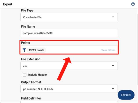 Exporting A Range Of Points Survey Assistant