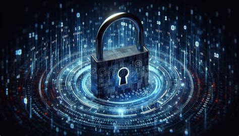 Digital Lock With Data And Binary Code Background Stock Illustration