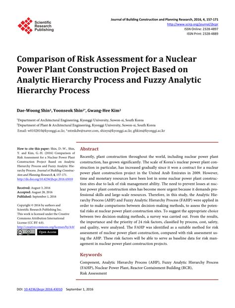 Pdf Comparison Of Risk Assessment For A Nuclear Power Plant Construction Project Based On