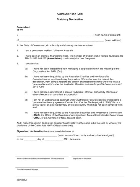 Fillable Online Statutory Declaration Template Qld Form Fill Out And Sign Fax Email Print