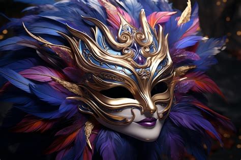 Premium Ai Image Mardi Gras Mask Adorned With A Cascade Of Glitter