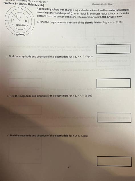 Solved Problem 2 Electric Fields 25 Pts A Conducting