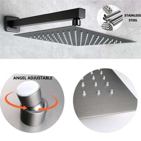 Metal Grey Overhead Ultra Thin Shower Set With Sol Grandado