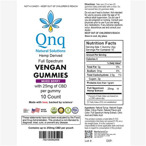 Full Spectrum Cbd Vegan Gummies 10 Ct Qnq Natural Solutions