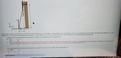 Solved A The Forces Exerted On The Ladder When The Oerson