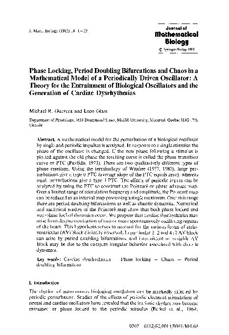 Phase Locking Period Doubling Bifurcations And Chaos In A Mathematical Model Of A Periodically