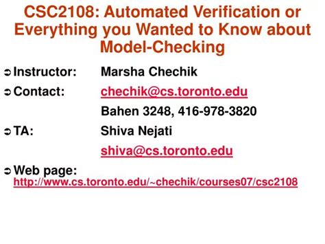 ppt csc2108 automated verification or everything you wanted to know
