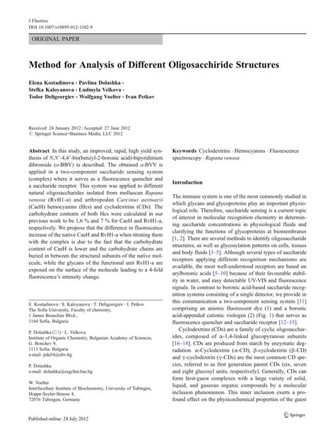 (PDF) Method for Analy sis of Different Oligosacchirid e Structures