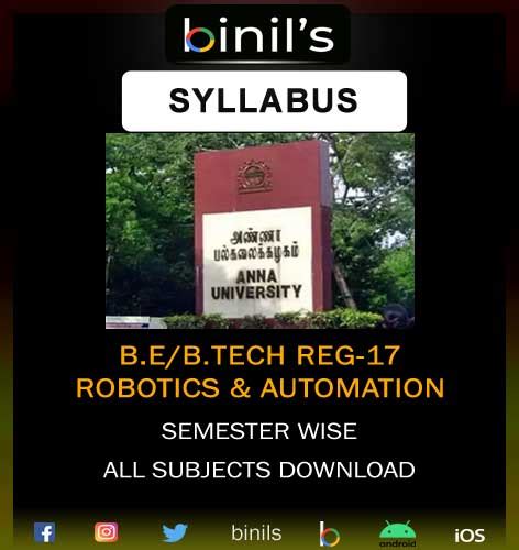Anna University Robotics Engineering Syllabus Reg All Semester