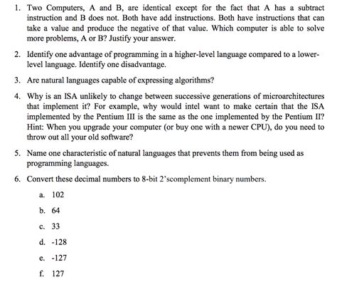 Solved Two Computers A And B Are Identical Except For Chegg