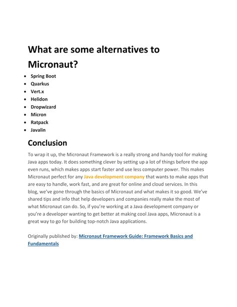 Micronaut Framework Guide Framework Basics And Fundamentalspdf Cloud