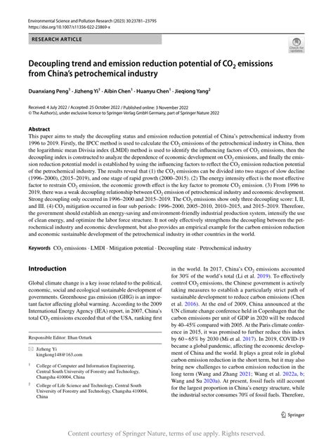 Decoupling Trend And Emission Reduction Potential Of Co2 Emissions From