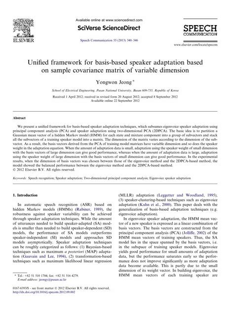 pdf unified framework for basis based speaker adaptation based on