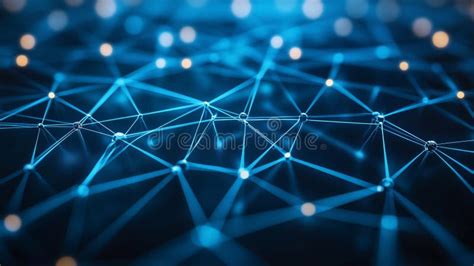 Blue Network Connection Lights And Nodes Depicting Data Flow Stock