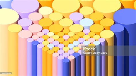 3d 렌더링 그림 기하학적 배경입니다 밝은 색상의 기하학적 3d 실린더가 있는 추상적인 벽지 디자인 웹 또는 인쇄 프로젝트에 적합합니다 0명에 대한 스톡 사진 및 기타