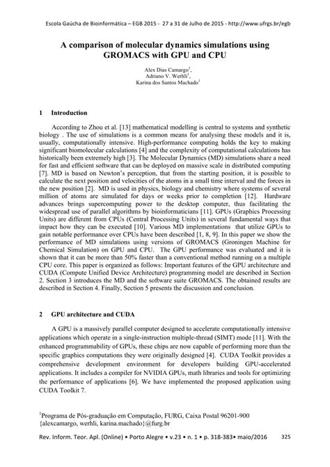 pdf a comparison of molecular dynamics simulations using gromacs with