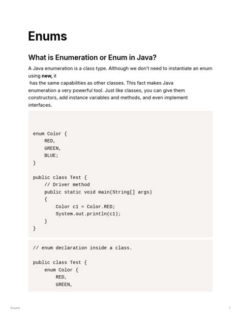 Enums Pdf Class Computer Programming Constructor Object