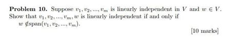 solved problem 10 suppose v1 v2 vm is linearly