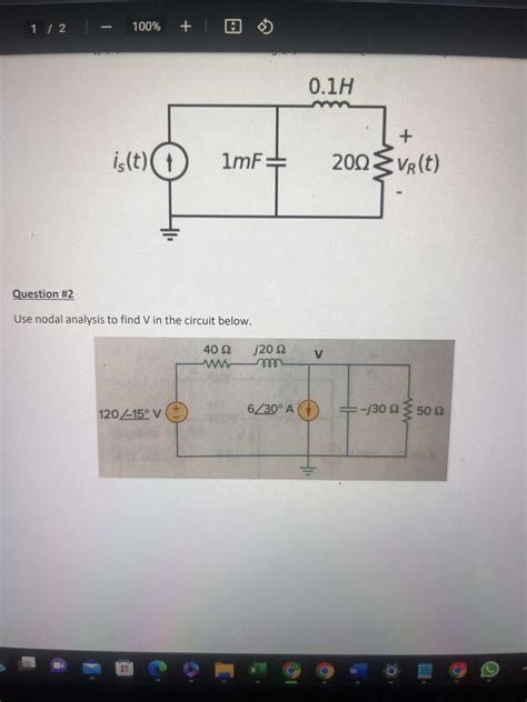 Solved Question Use Nodal Analysis To Find V In The Chegg Com