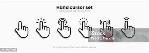 마우스로 커서 세트를 클릭합니다 손 커서 아이콘을 클릭합니다 마우스 포인터 세트 화살표 커서 포인터 클릭 아이콘입니다 커서를