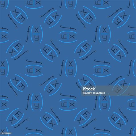 Mathematics Function Vector Blue Modern Seamless Pattern Stock