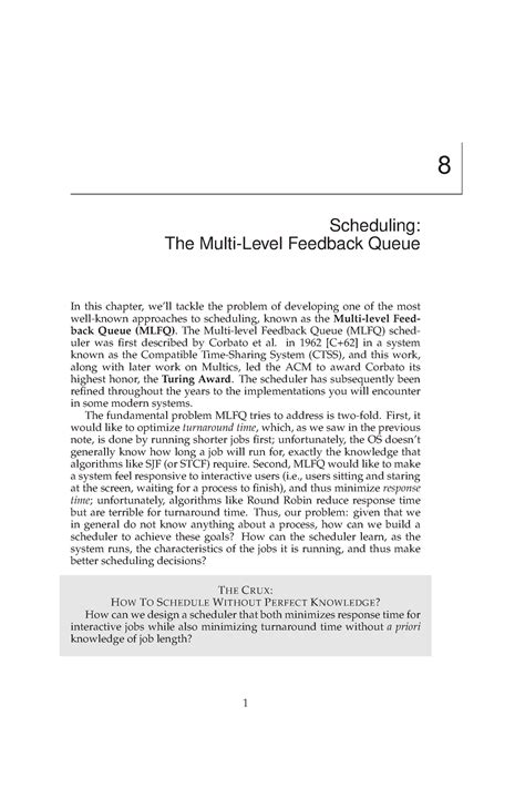 Cpu Sched Mlfq Operating Systems 8 Scheduling The Multi Level