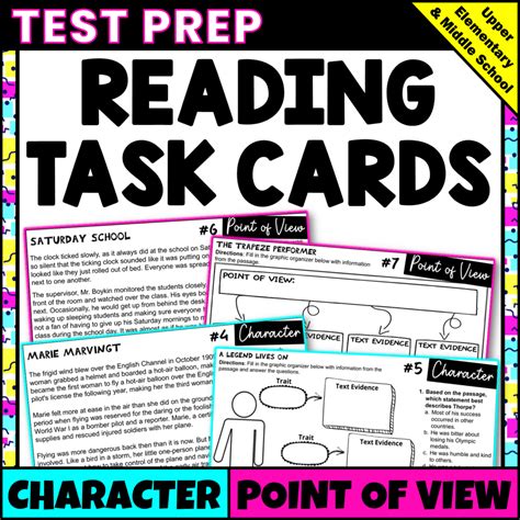 character and point of view reading comprehension task cards for 3rd