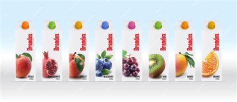 Premium Vector A Row Of Containers With Different Colored Fruits In Them
