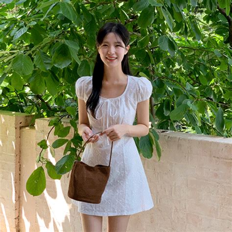 ⚡️부분 오늘출발⚡️ 주문폭주 몸매보정인생컷보장 리본 자가드 퍼프 반팔 A라인 미니 원피스 데일리룩나들이룩출근룩데이트룩하객룩오피스룩 Op15767