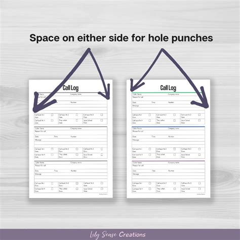 Printable Call Log Call Back Tracker Missed Call Template Communication Log Instant Download