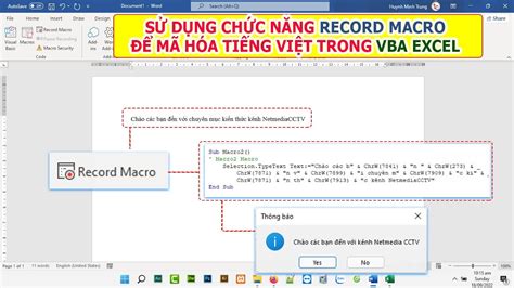 Sử Dụng Record Macro để Mã Hóa Hiển Thị Tiếng Việt Trong Vba Excel Dễ Dàng Youtube