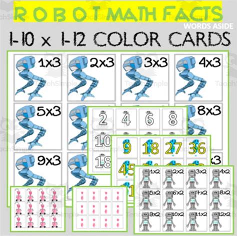 Robot Math Facts Multiplication Cards {colored} By Teach Simple
