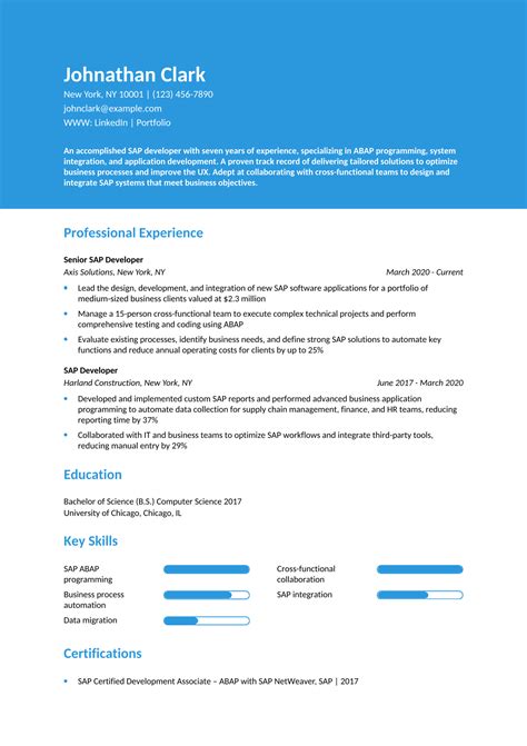Sap Resume Examples And Templates For 2025