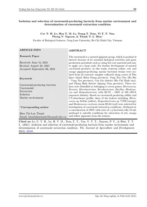 Pdf Isolation And Selection Of Carotenoid Producing Bacteria From Marine Environment And