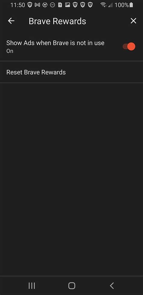 Android Redirect To `braverewards` Settings Page When User Presses