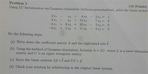 Solved Problem Points Using LU Factorization Via Chegg