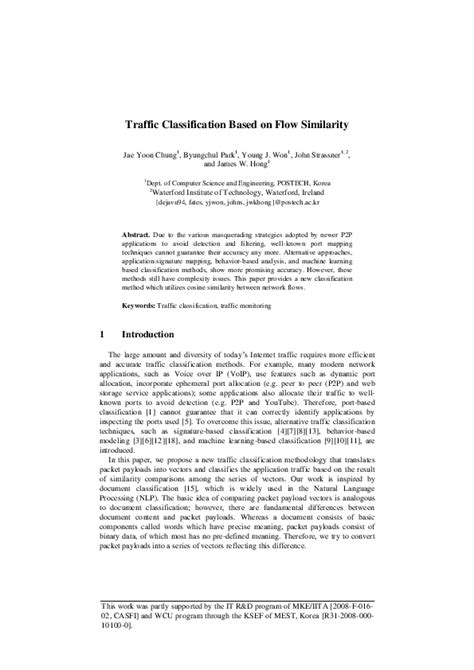 Pdf Traffic Classification Based On Flow Similarity