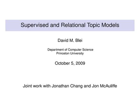Supervised And Relational Topic Models Pdf