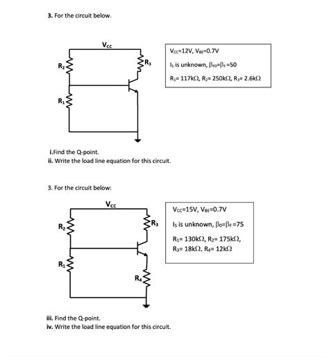 solved 3 for the circuit below vcc vcc 12v vbe 0 7v is is