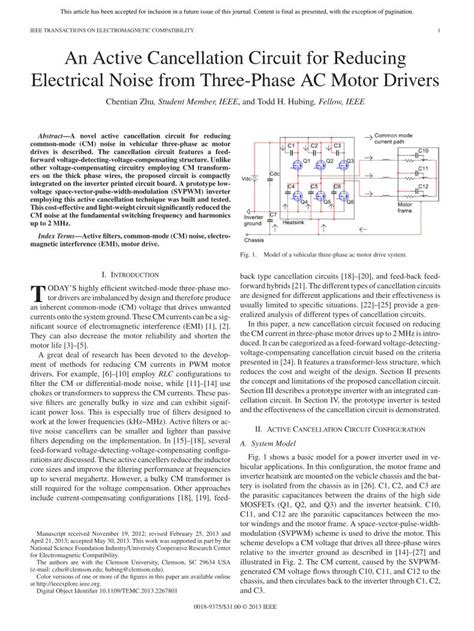 Pdf An Active Cancellation Circuit For Reducing Electrical Noise From