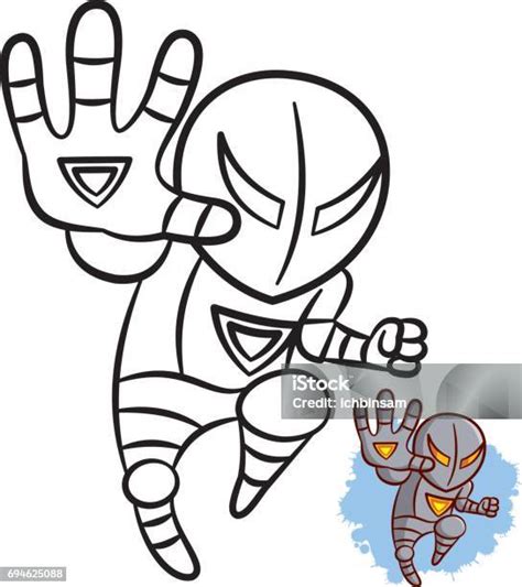 슈퍼 히어로 보 철 색칠입니다 흰색 배경에 고립 된 만화 캐릭터 초영웅에 대한 스톡 벡터 아트 및 기타 이미지 초영웅 아이 색칠하기 Istock