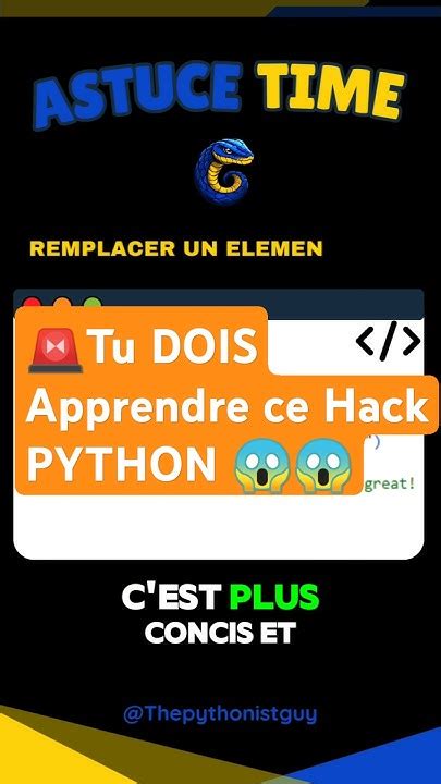 🚨tu Dois Apprendre ça En Python Hack Apprendre Python Ia Pythonprogramming Python Youtube