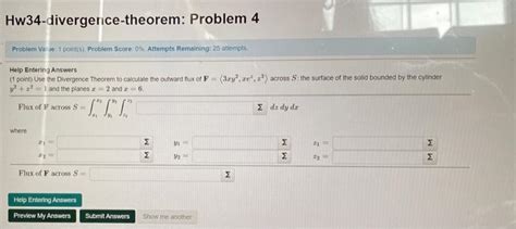 Solved Hw34 Divergence Theorem Problem 4 Problem Value 1