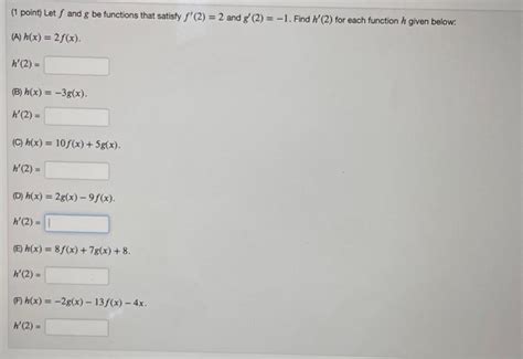 Solved 1 Point Let F And G Be Functions That Satisfy