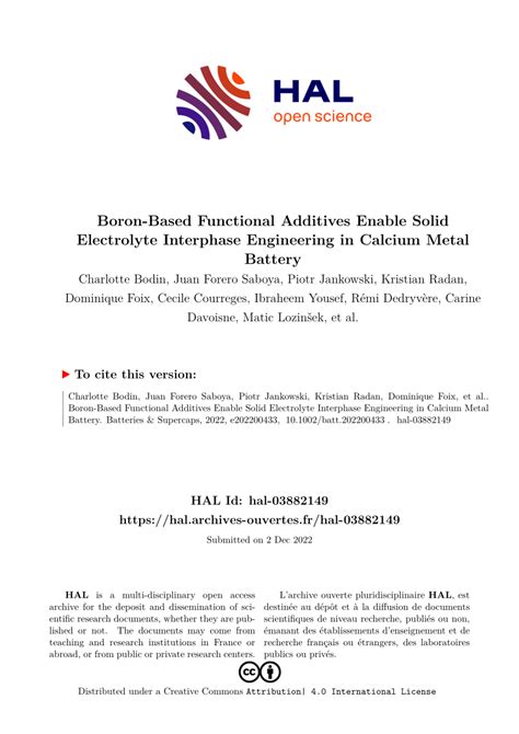 Pdf Boron‐based Functional Additives Enable Solid Electrolyte